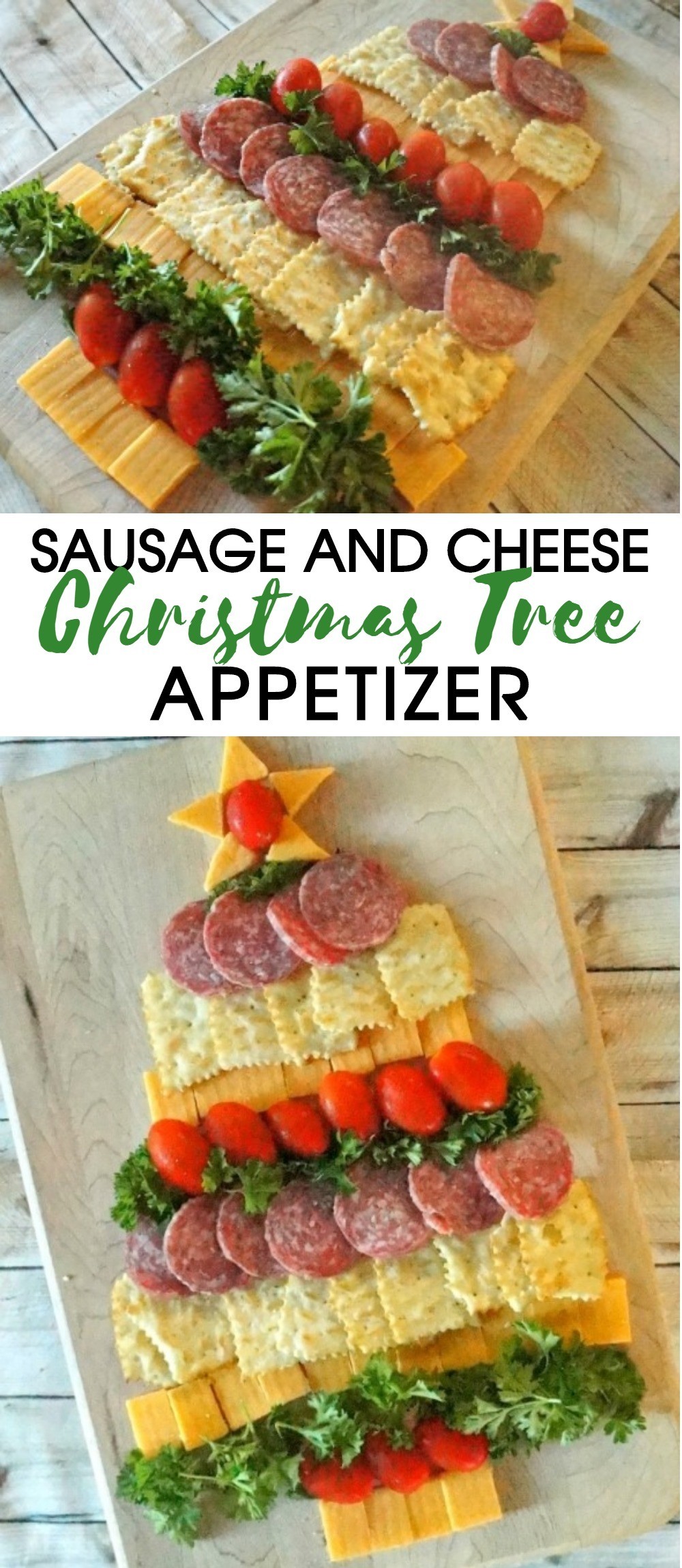 Christmas Tree Cheese Platter With Sausage A Cute Christmas Appetizer
