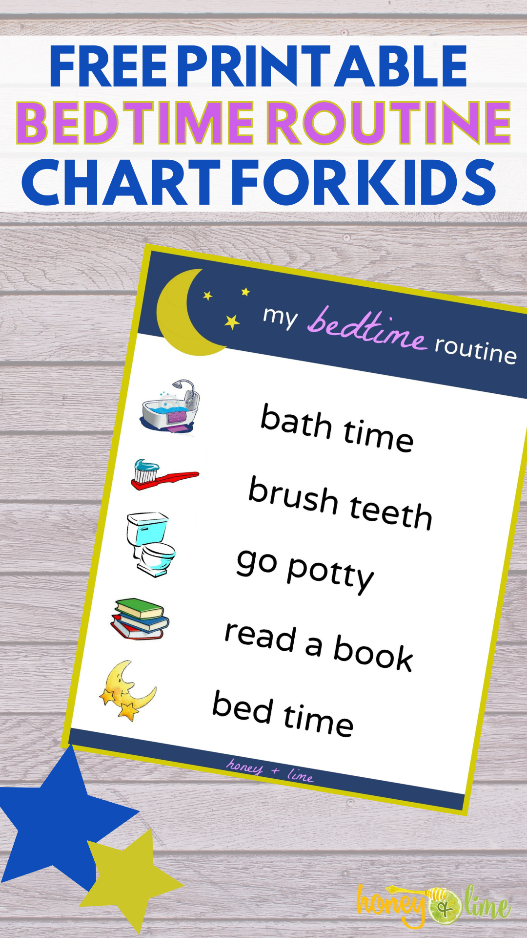 Free Printable Bedtime Routine Chart For Kids Honey Lime