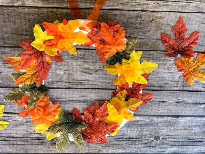 DIY Fall Leaves Wreath Craft for Kids - Honey + Lime