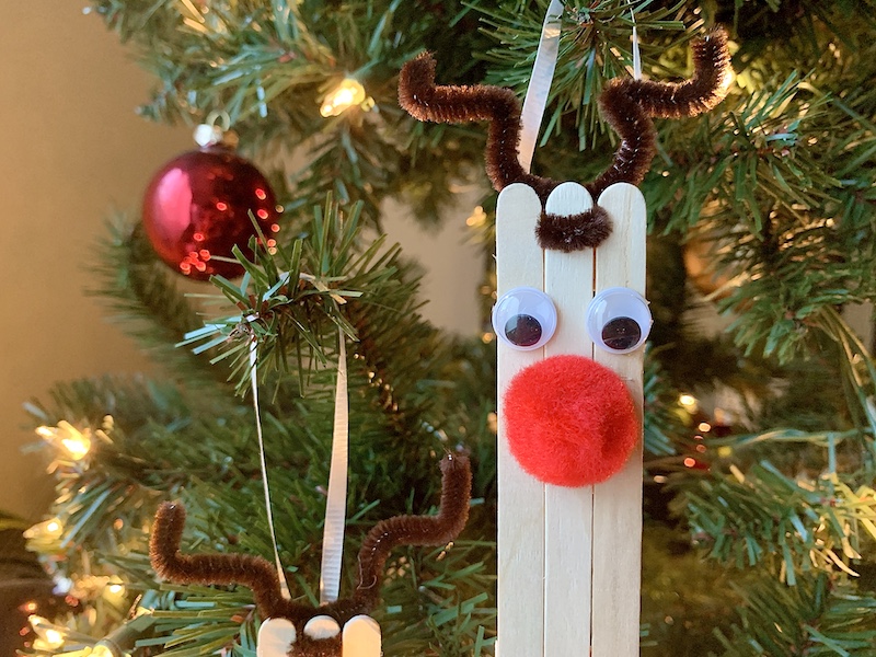 DIY Popsicle Stick Reindeer Ornament Craft - Honey + Lime