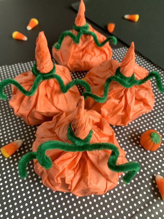 Easy Candy-Filled Tissue Paper Pumpkins Craft - Honey + Lime